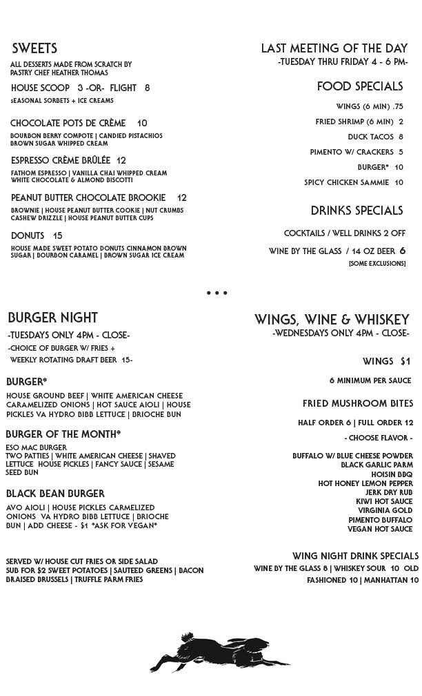 Esoteric Menu - Esoteric VB, Craft Beer and Curated Food